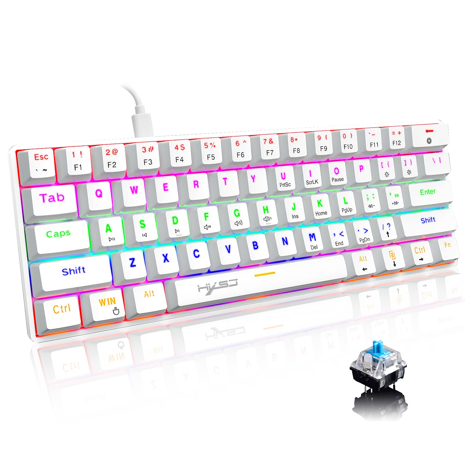 Mua Compact Mechanical Gaming Keyboard Mini Portable with Ergonomic 61 ...