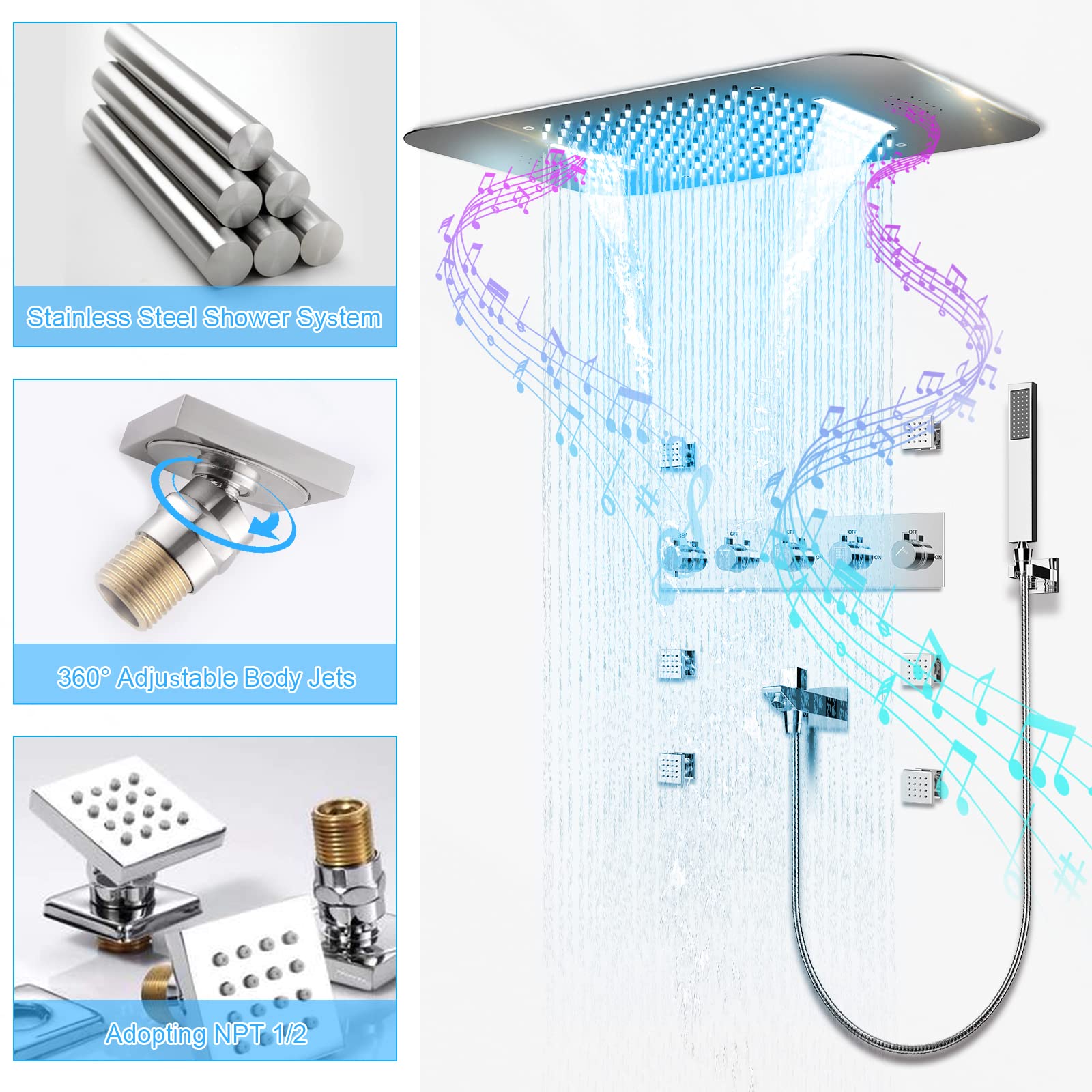 Mua Shower Jets System In Wall, 23 inch Thermostatic Full Body Shower ...