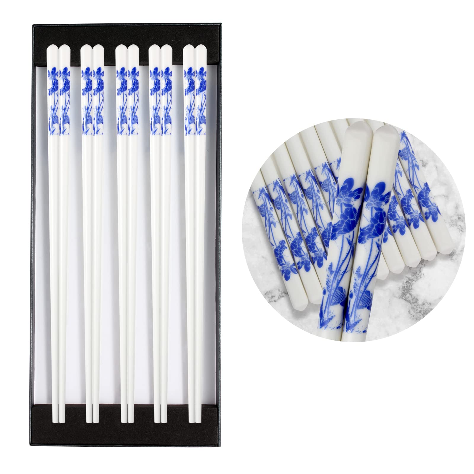 Mua 5 Pairs Porcelain Chopsticks, Reusable Dishwasher Safe, High-grade ...