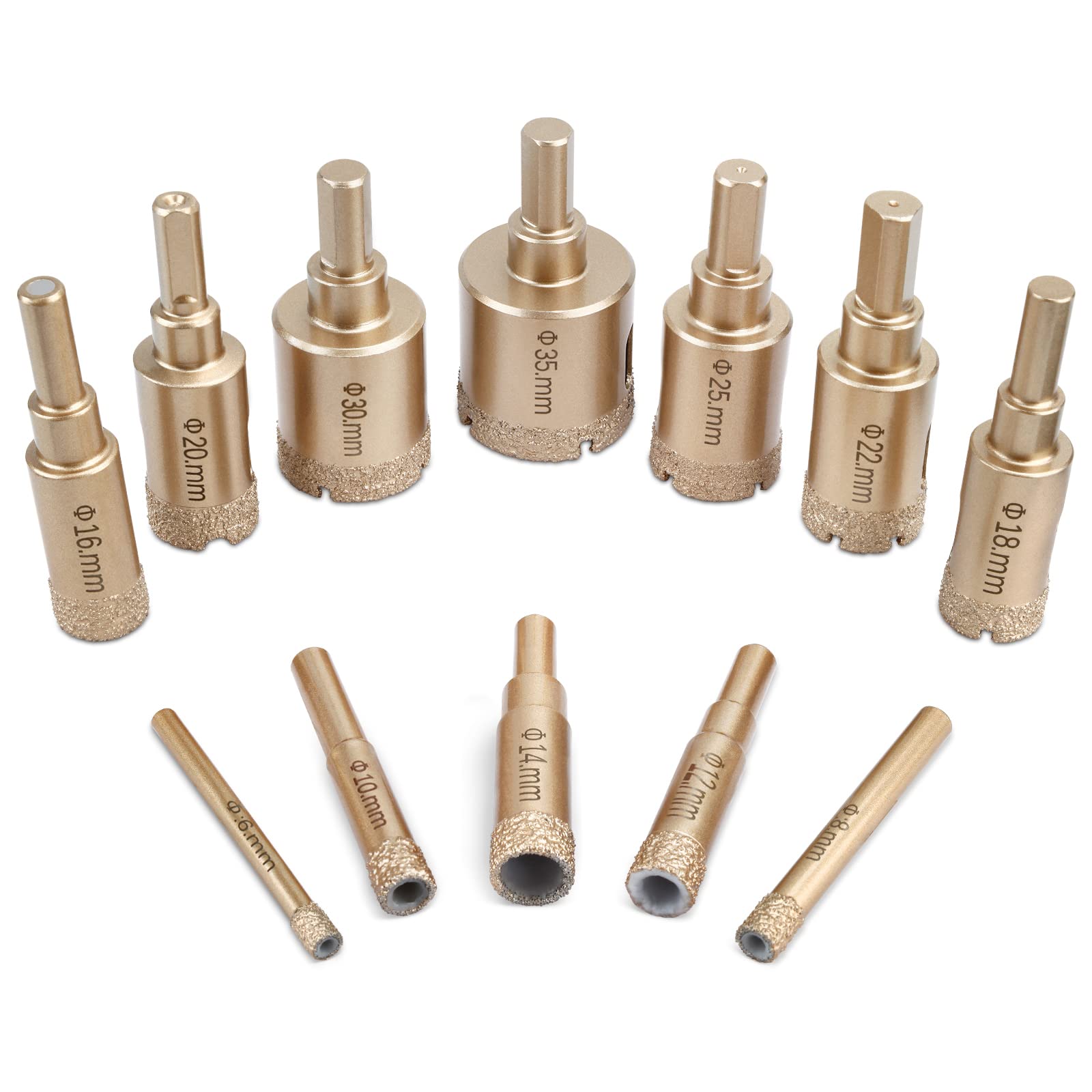 Diamond Drill Bits, 12Pcs Diamond Drill Bits Wet/Dry Hollow Bit Set for ...
