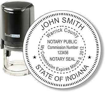 Amazon.com : ExcelMark A-43 Self-Inking Round Rubber Notary Stamp - State of Indiana : Office ...