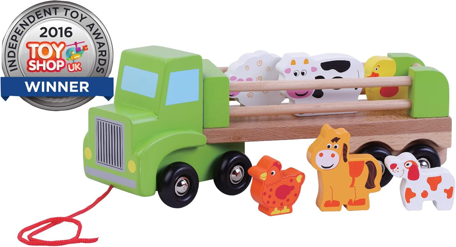 jumini Children’s Wooden Farm Toy Trailer – Pull Along Farm Lorry ...