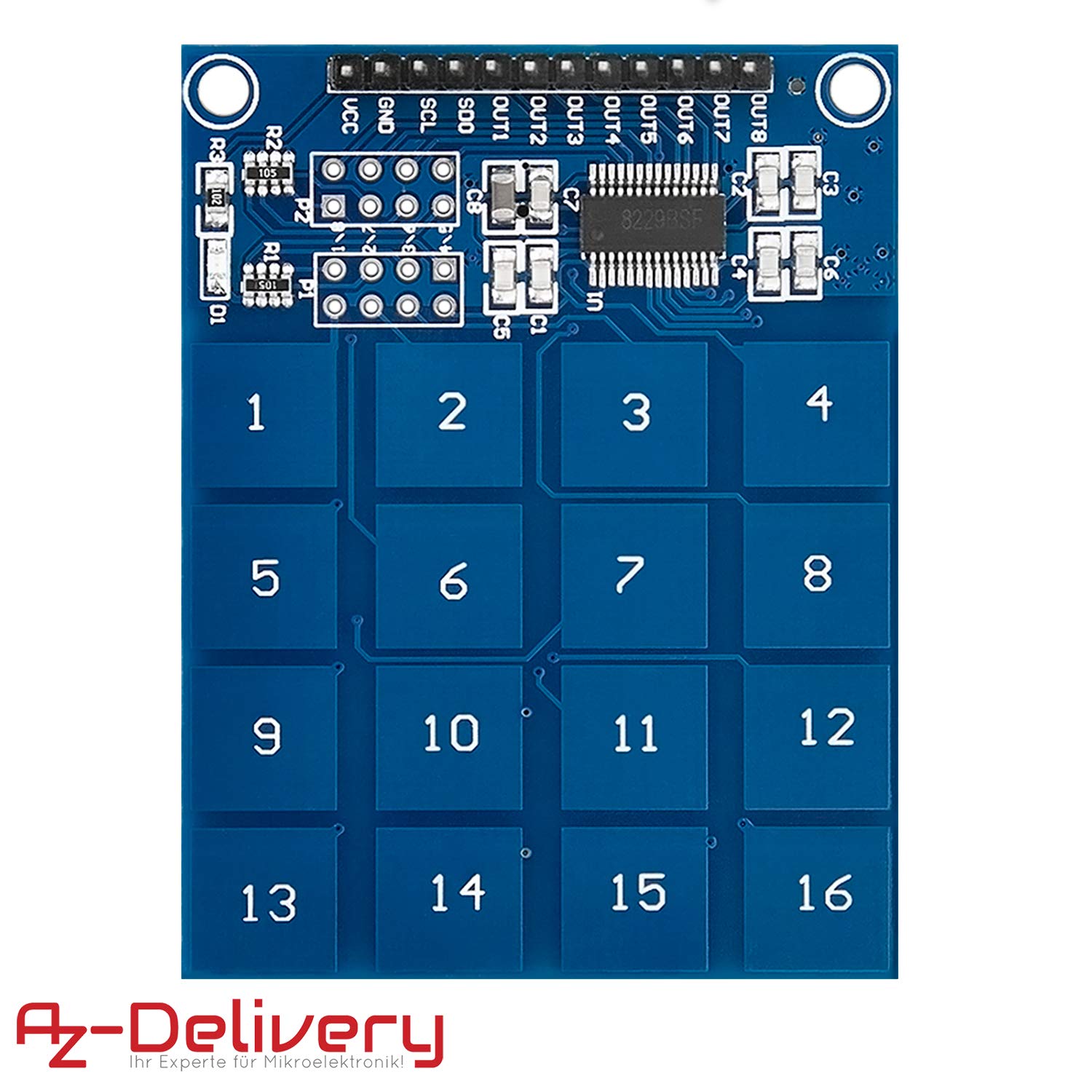 AZDelivery TTP229 16-Channel Digital Touch Sensor Capacitive Module ...