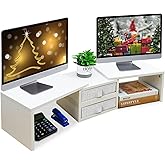 Amazon.com: TEAMIX Dual Monitor Stand Riser - Length and Angle ...