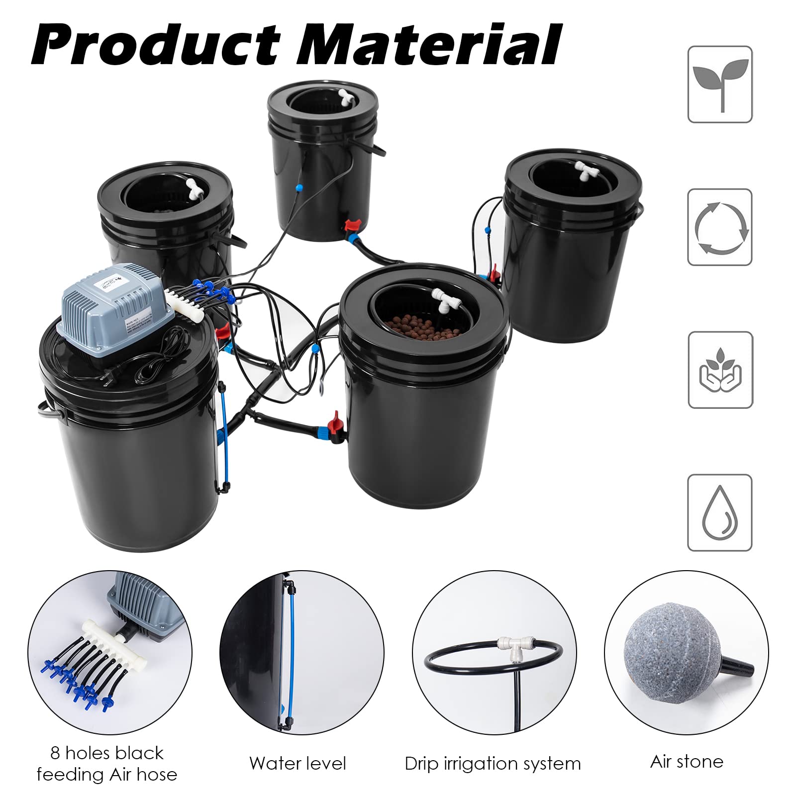 Mua Hydroponics Growing System 5 Gallon DWC Hydroponic Bucket Kit Multi Barrel Hydroponic ...