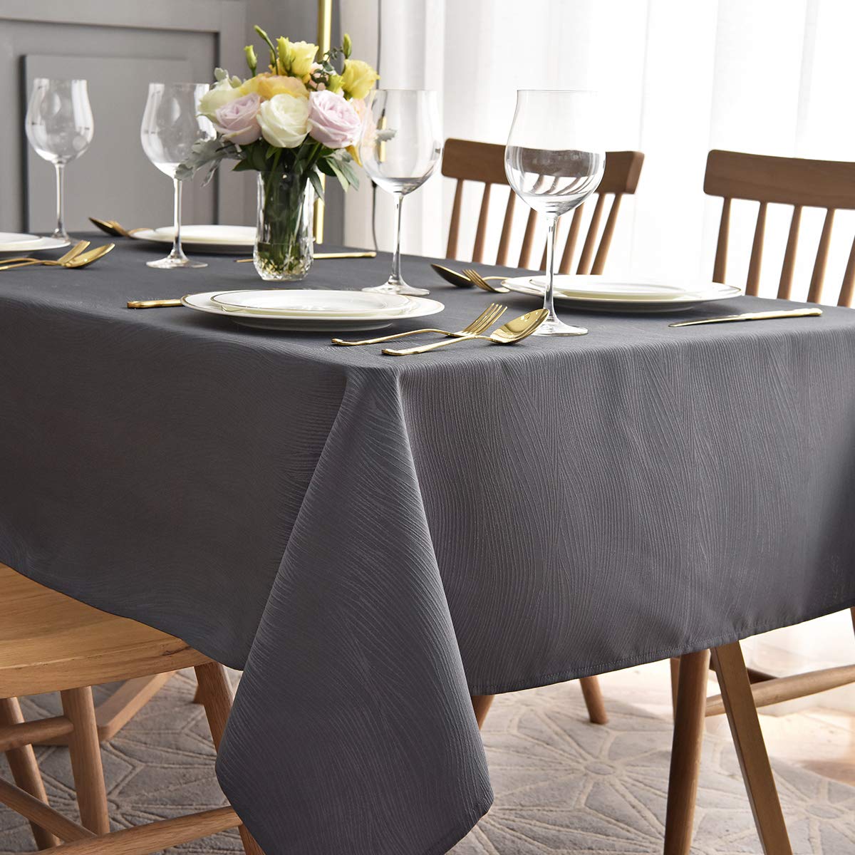 maxmill Jacquard Table Cloth Waving Pattern Water Proof Wrinkle Free ...