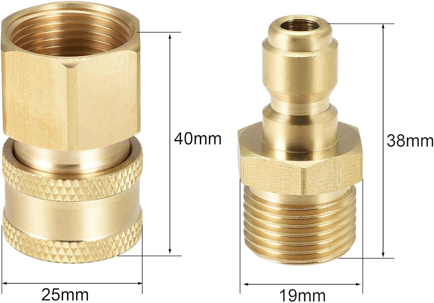 sourcing map Garden Hose Brass Quick Connect Set Fittings M18x1.5 Male ...
