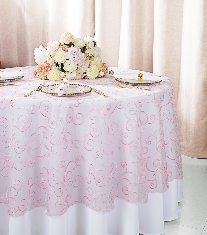 Amazon.com: Wedding Linens Inc. 90" Round Embroidered Organza Sheer ...
