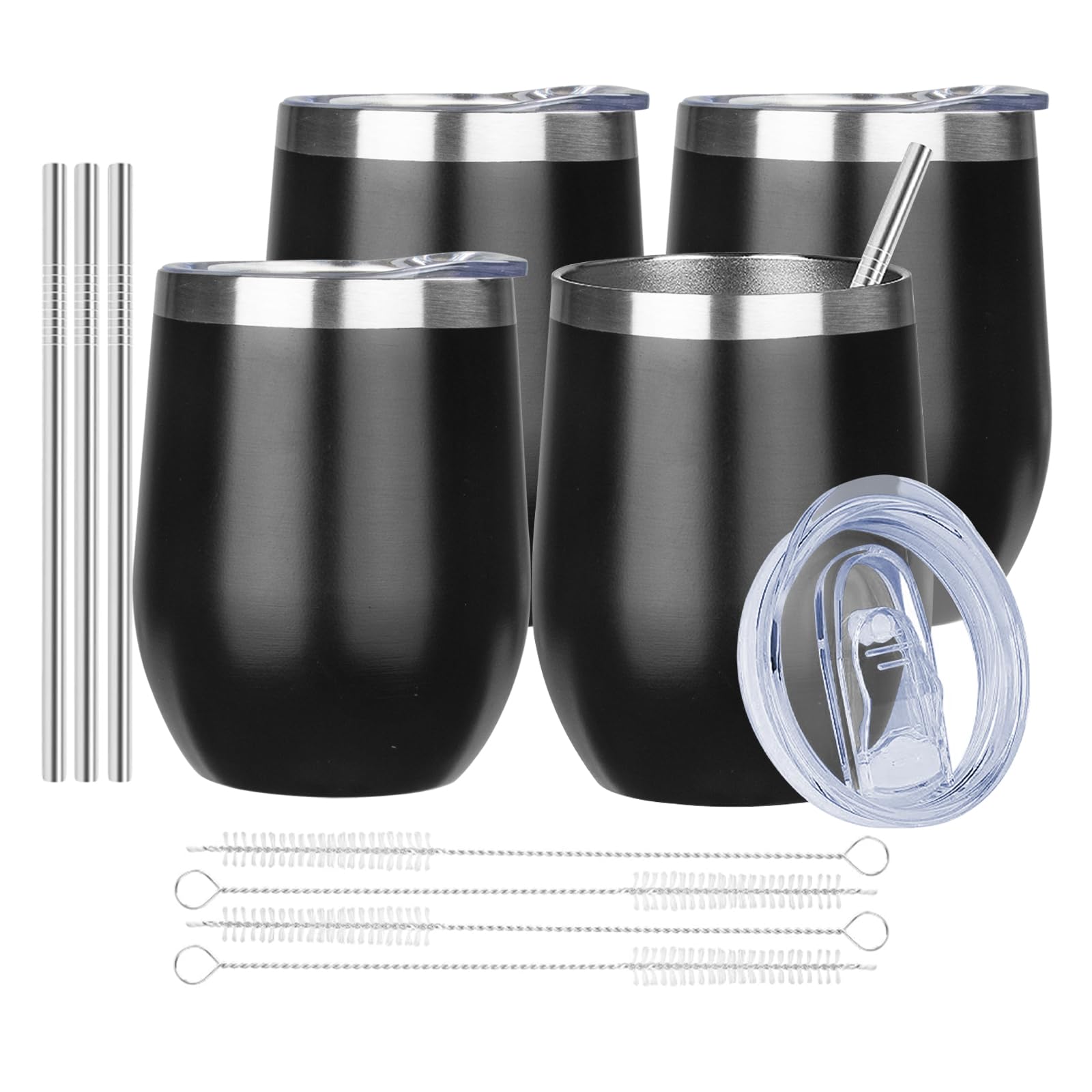MEZMUT 12 Oz Insulated Wine Tumbler with Lid Double Wall Vacuum ...