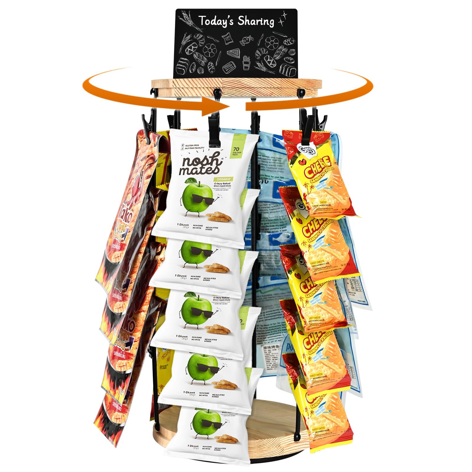 TKVAZK Rotatable Snack Rack, 5 Tiers Chip Rack Display Stand with 360 ...