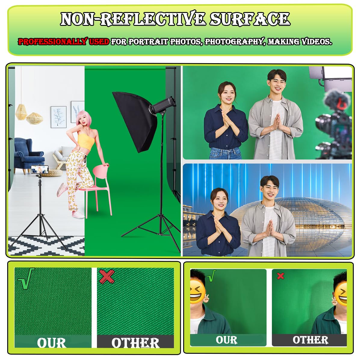 Mua Green Screen Backdrop 10 x 13 ft, Photography Greenscreen ...