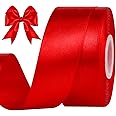 Amazon.com: CLUEWR 1-1/2 Inches 50 Yards Red Satin Ribbon, Solid Fabric ...