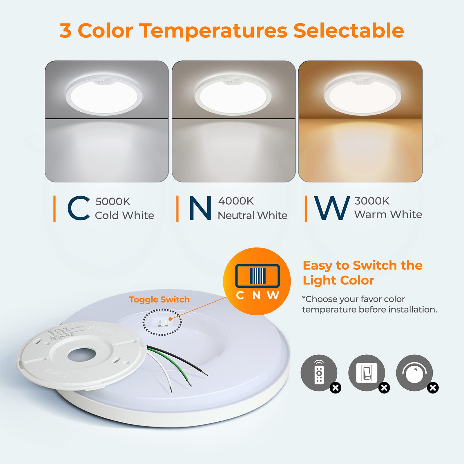 Mua BLNAN Motion Sensor Ceiling Light Wired, 8.7 Inch 3000K 4000K 5000K ...