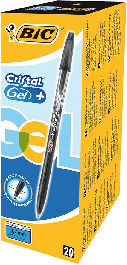 BIC Cristal Gel Pen 0.7mm Box of 20 - Black: Amazon.co.uk: Office Products