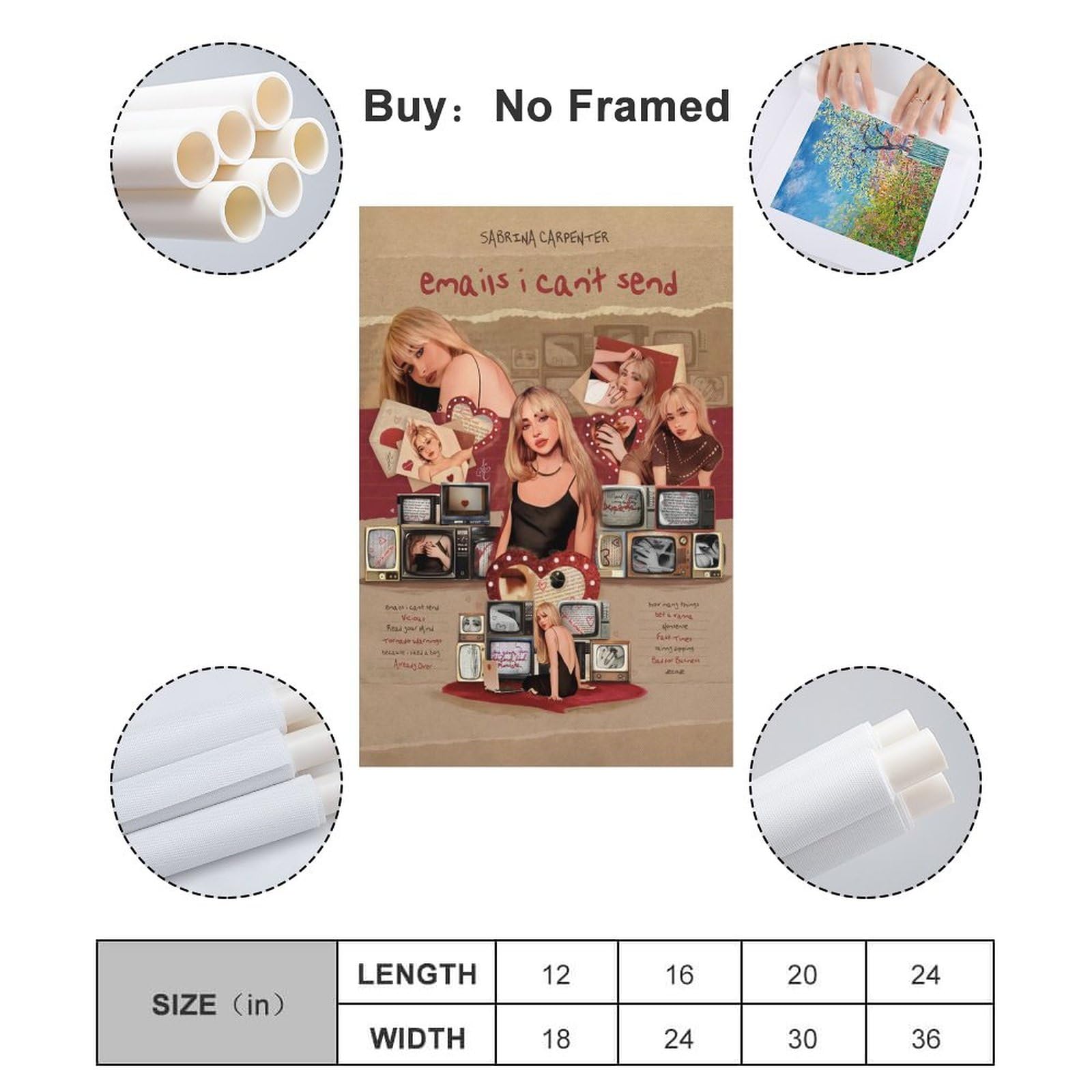 Sabrina Carpenter Emails I Can't Send Poster 9 Canvas Poster Bedroom ...
