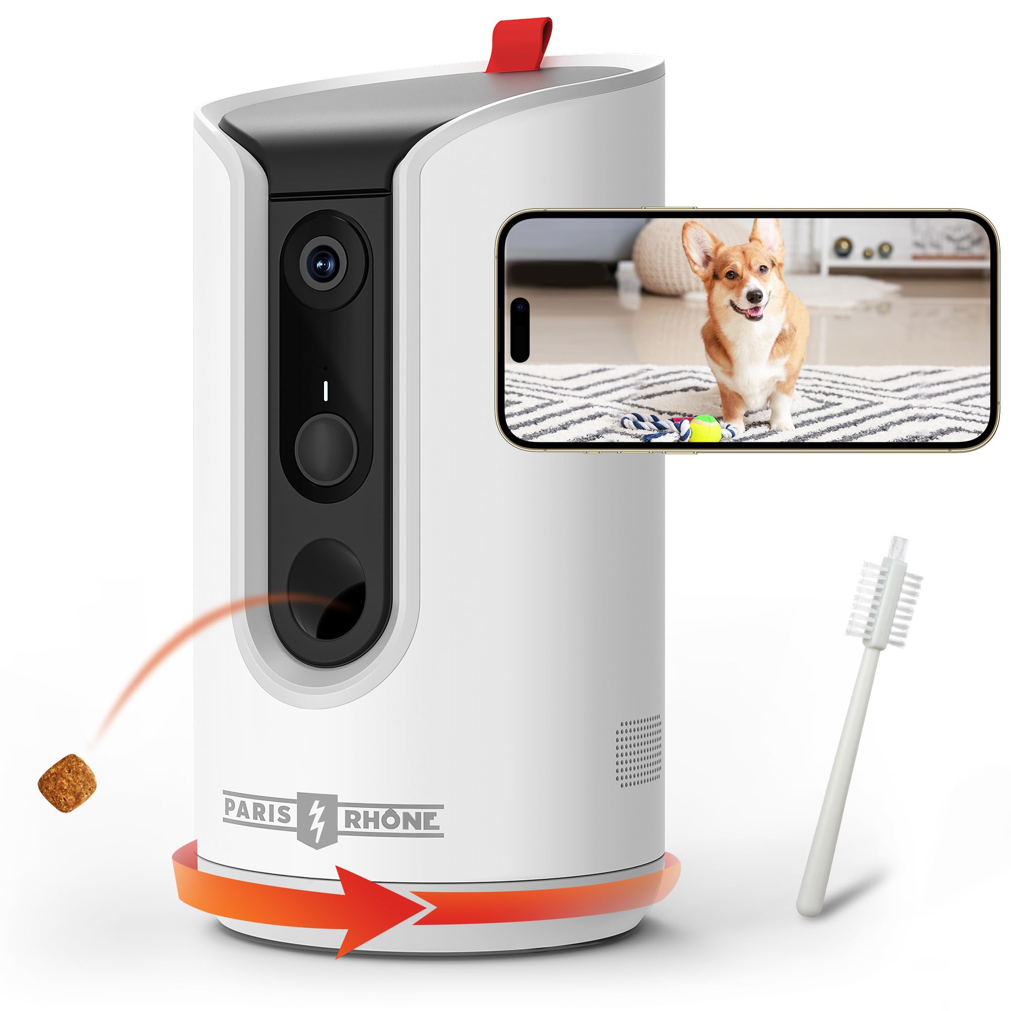 PARIS RHÔNE 2K Pet Camera, 360°View Dog Camera Treat Dispenser, 5G WiFi ...