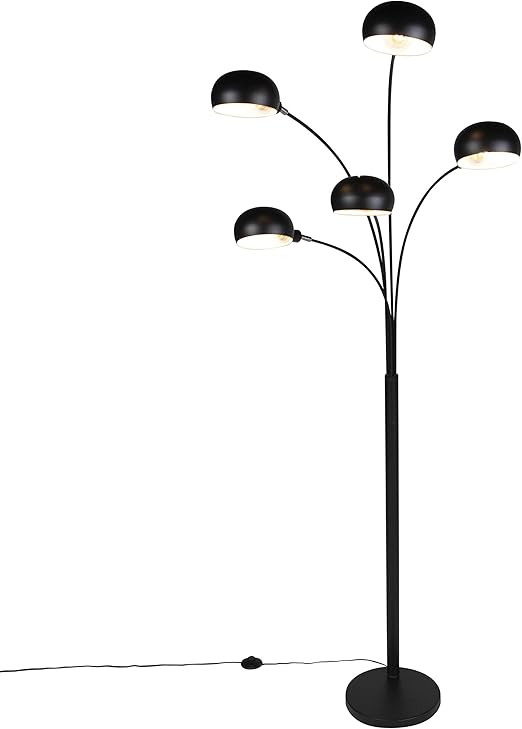 QAZQA Design Design Floor lamp Black 5-Light - Sixties Steel Oblong E14 ...