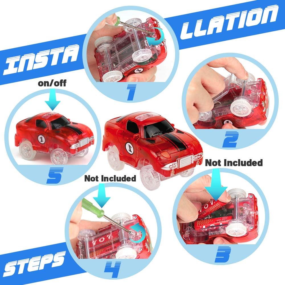 Pilego Race Track Glow Car Tracks Set with Tunnel Light-up Car Flexible ...