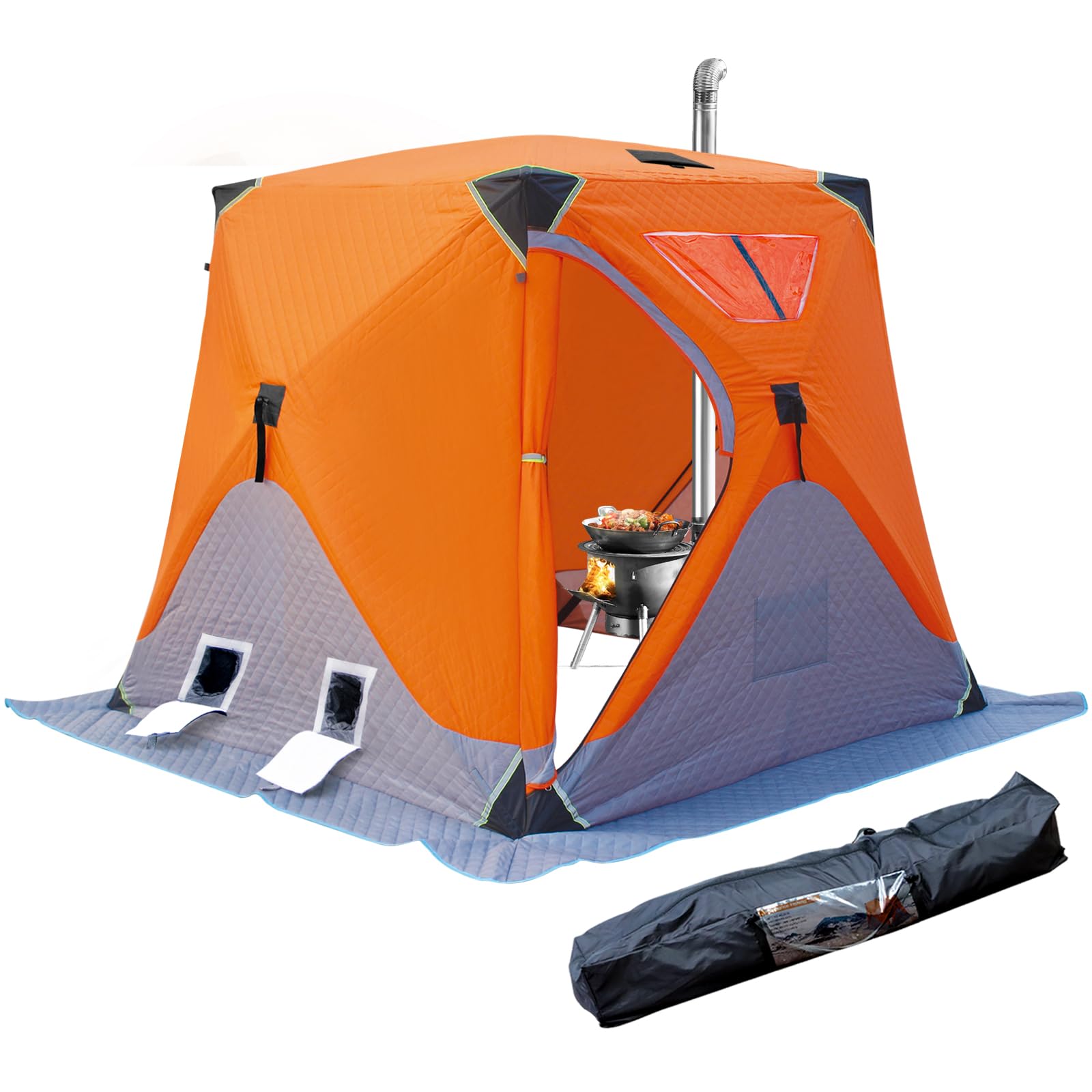 ABXMAS Ice Fishing Shelter 3-4 Person, Portable Insulated Ice Fishing ...