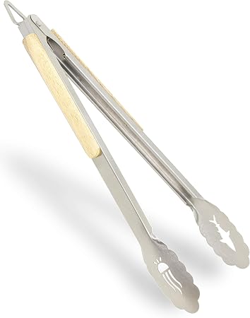 Grilling Tools BBQ Tongs - Heavy Duty Barbecue Tong w Acacia Wood Grips ...
