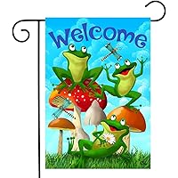 Amazon.com : Happy Frogs Summer Garden Flag Welcome 12.5" x 18 ...
