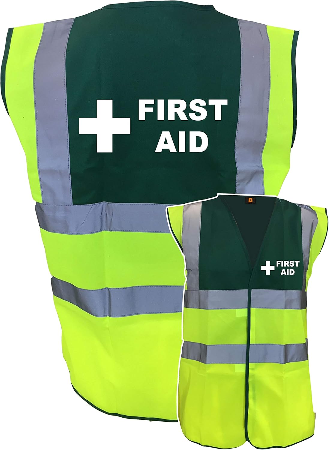 Premium First Aid Yellow Green Hi Vis Viz Reflective Safety Vest ...