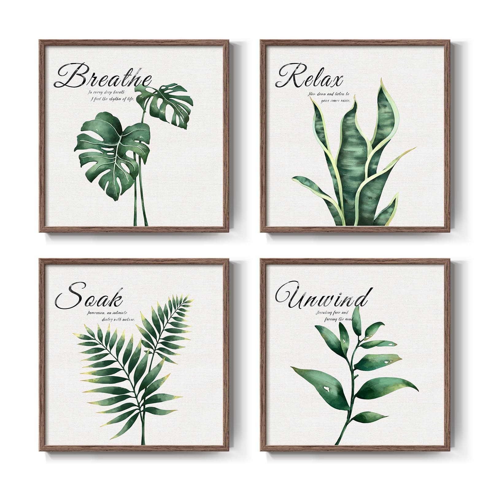 Framed Botanical Wall Art for Rustic Farmhouse Decor, Set of 4 Plants ...