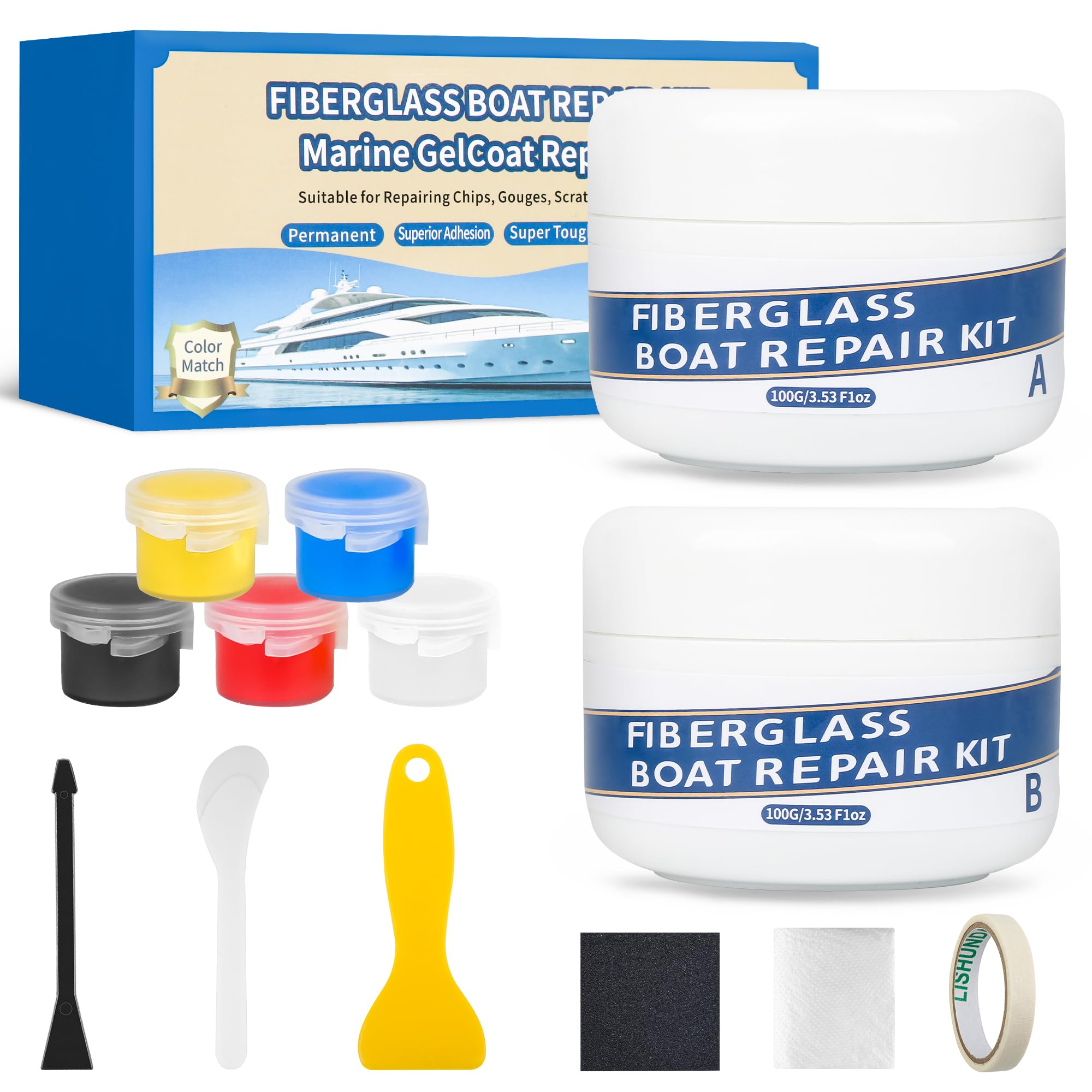 Marine Fiberglass Repair Kit for Boats, 200g/7.06oz Gel Coat Kepair kit ...