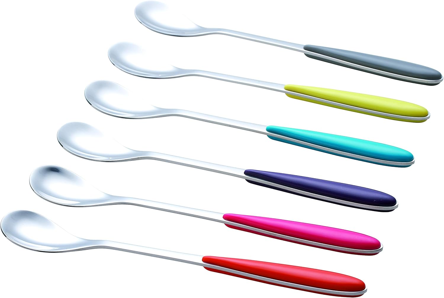 Exzact Ice-cream Sundae Spoon 6pcs Stainless Steel Assorted Colours ...