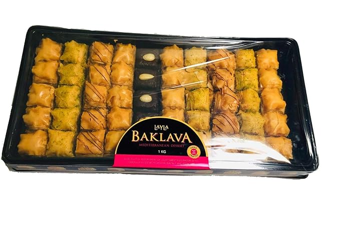 Layla 1kg Baklava Baklawa Pastry Baked Sweets Pistachio Cashew Walnut ...