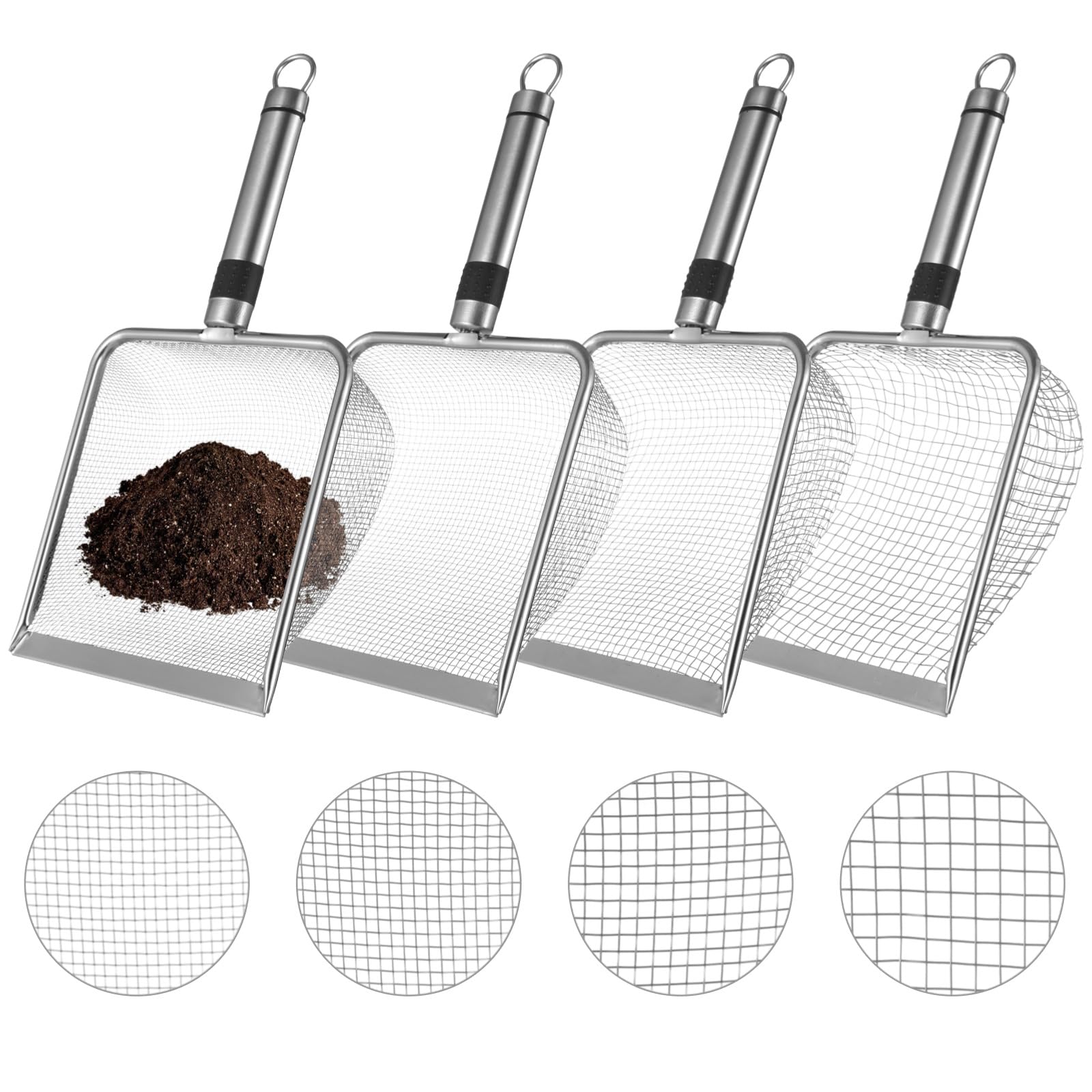 4 Pcs Gardening Soil Sifters, Stainless Steel Sieve Sifters with ...