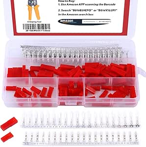 Amazon.com: Hilitchi 300Pcs (50set) 2.54mm 2-Pin Female & Male Red Plug Housing Crimp Terminal ...