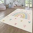 Amazon.com: Paco Home Kids Room Rug with Rainbow and Hearts in Cream ...