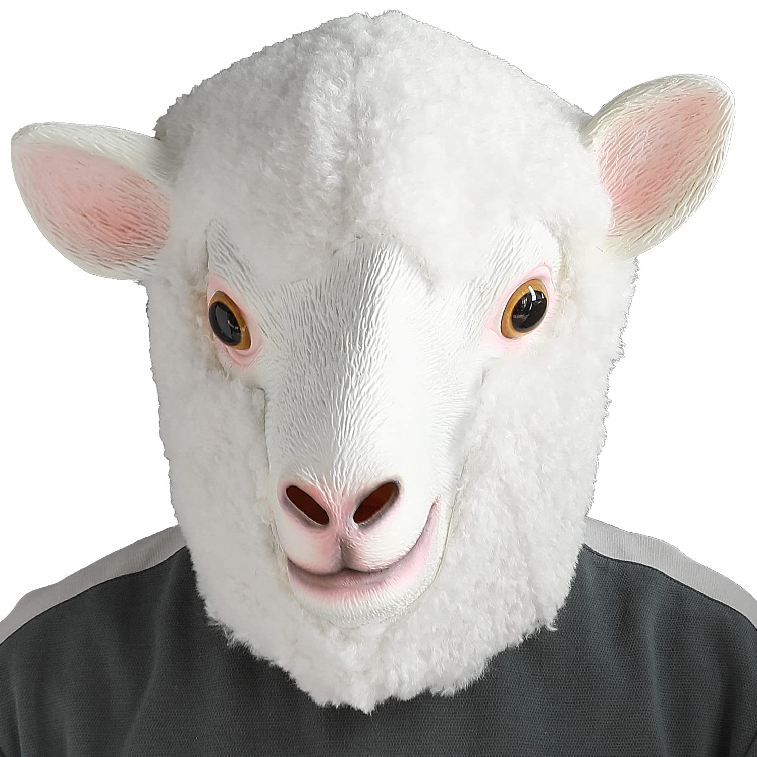 Mua White Sheep Mask Plush Animal Latex Full Head Realistic Masks Fancy ...