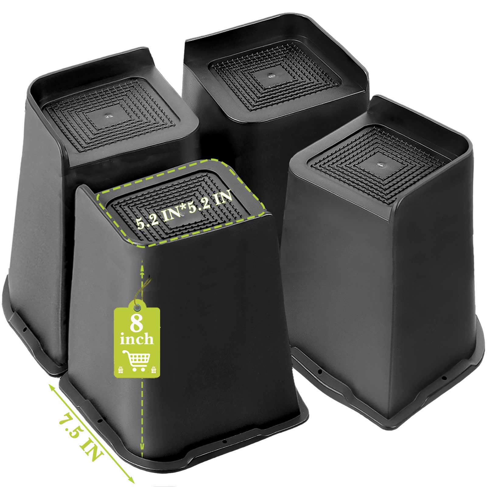 Yookwutar Bed Risers 2 inch, 3 inch, 4 inch, 6 inch, 8 inch Heavy Duty ...