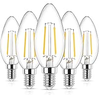 Ascher E12 LED Classic Candelabra Clear Light Bulb, 4W, Equivalent 40W, Warm White 2700K ...
