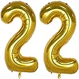 Amazon.com: 40inch Gold Foil 22 Helium Jumbo Digital Number Balloons ...