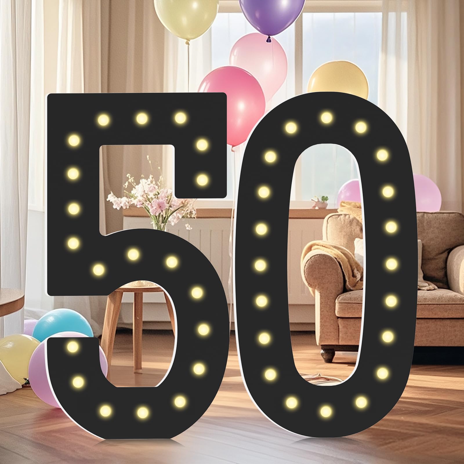 4FT Marquee Light Up Numbers, Black Giant Marquee Number Big Mosaic ...