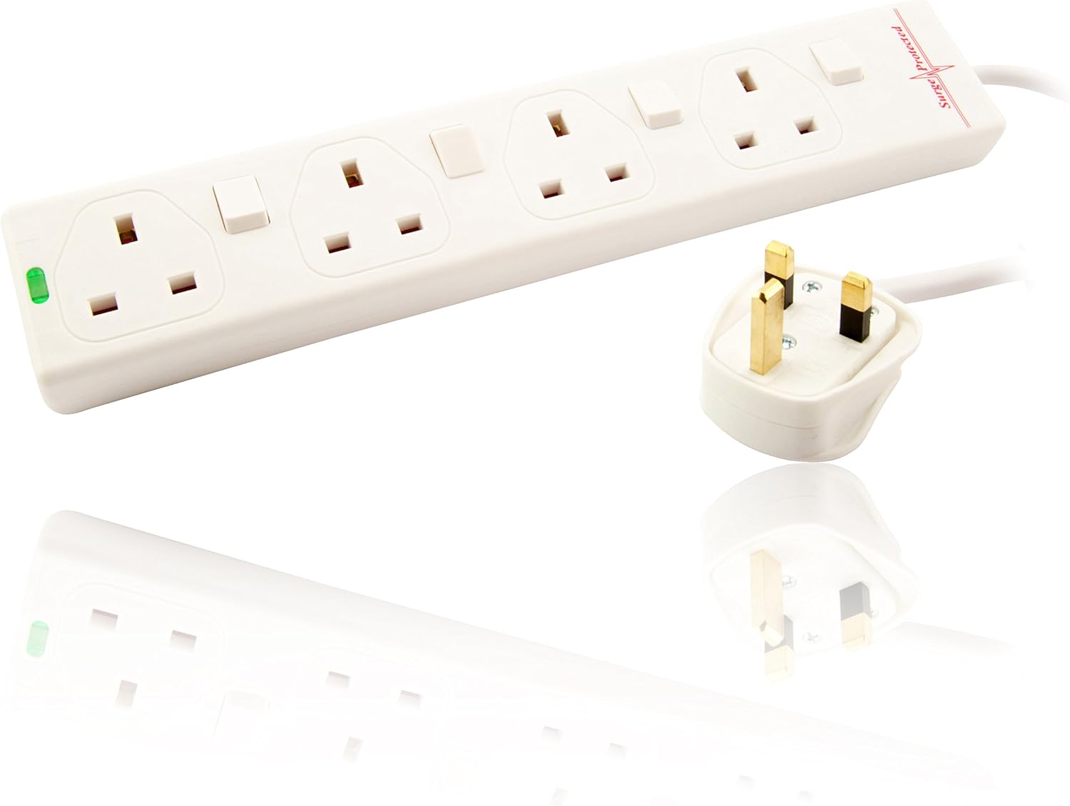 CDL Micro 4 Way Switched 5m Surge Protected UK Plug Mains Extension ...