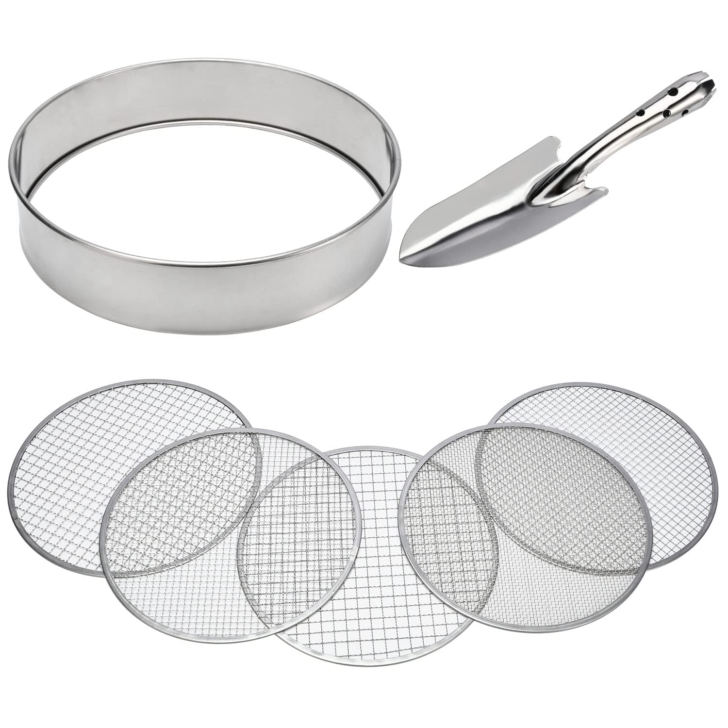 Soil Sieve Stainless Steel Riddle Sieve Set Garden Potting Sieve, 12 ...