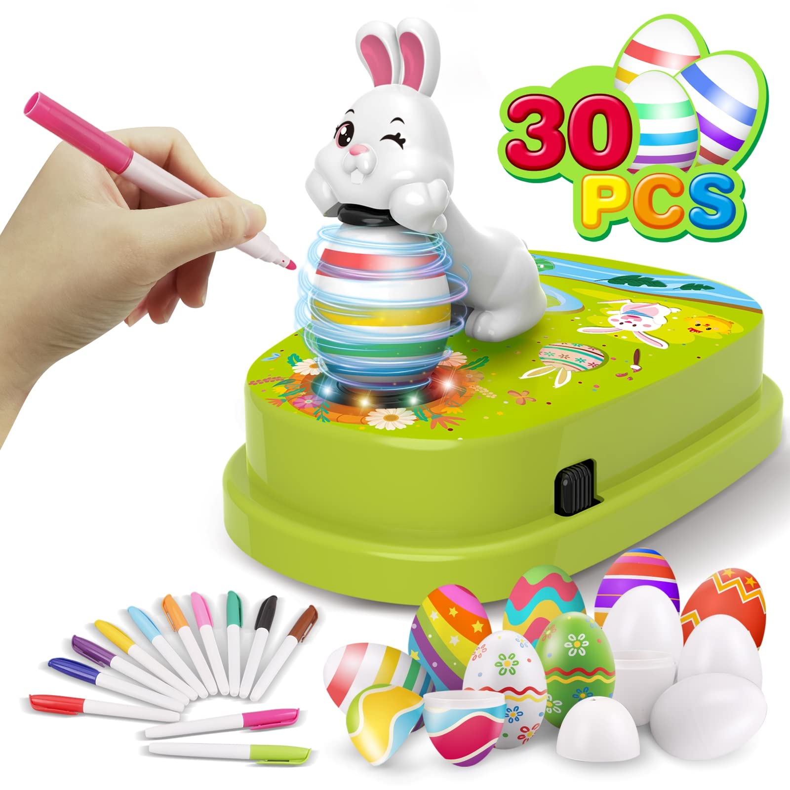 Engfa Easter Egg Decorating Kit with 30 Pcs Eggs and 12 Dying Markers ...