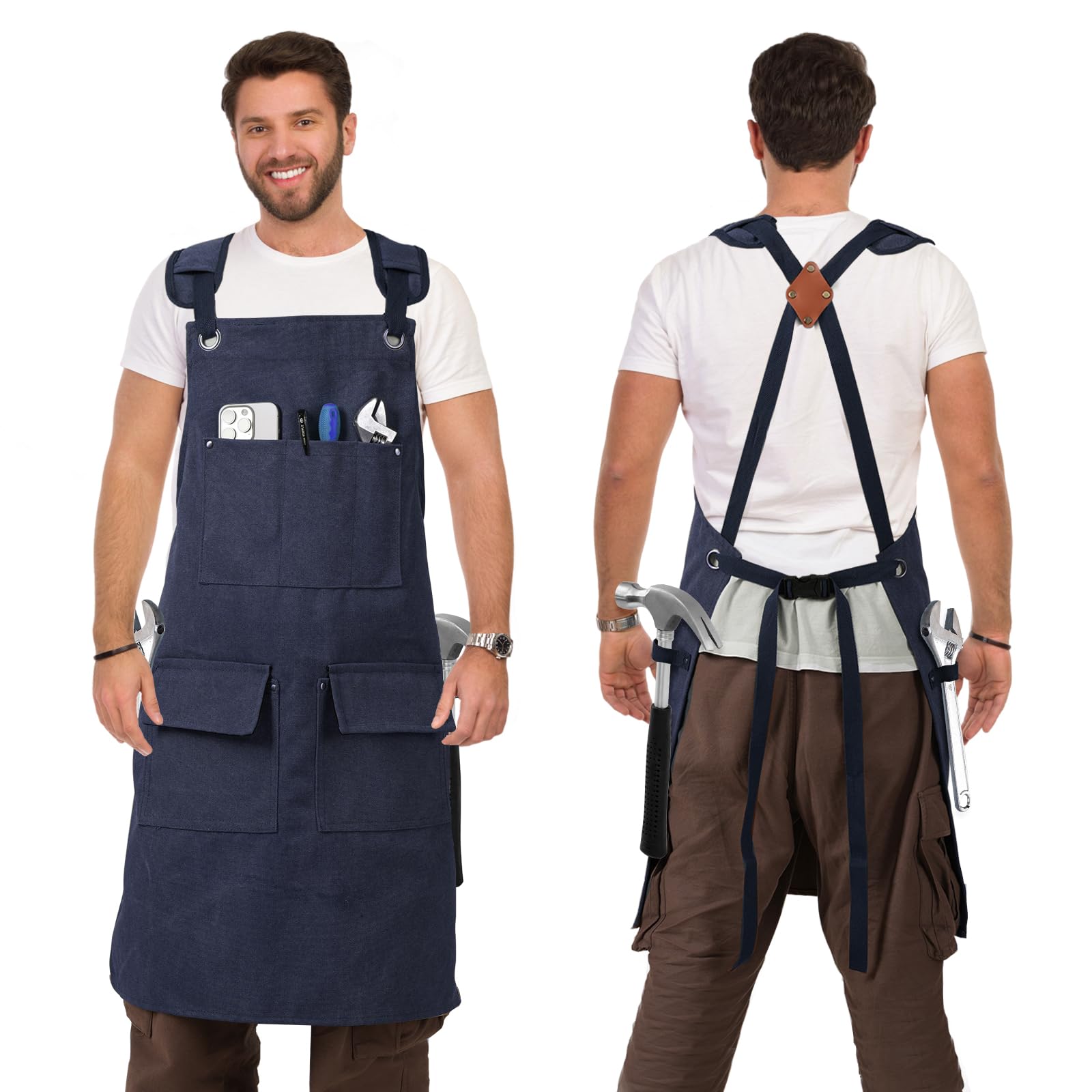 DILLMAN Woodworking Apron for Men Shop Apron Thick Canvas Work Apron ...