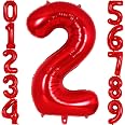Amazon.com: Red Number 2 Balloon 40 Inch, Big Large Foil Helium Number ...