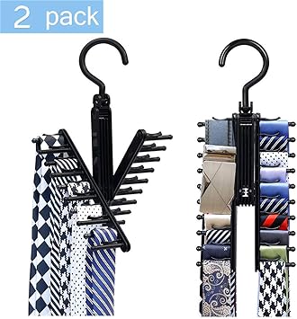 Bow Tie Rack Hanger Black Holder 2 Pcs 360 Degree Rotating Adjustable ...