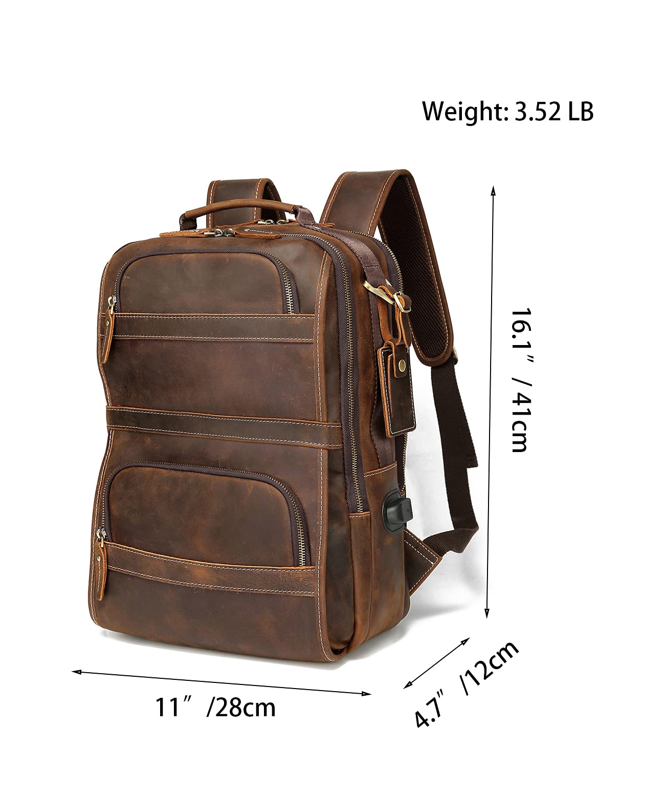 Mua LANNSYNE Vintage Genuine Leather Backpack For Men 15.6 Inch Laptop ...