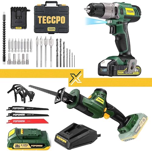 TECCPO Cordless Drill Set, 29 Accessories, 310 In-lbs, 2-Speed, 21+1 ...