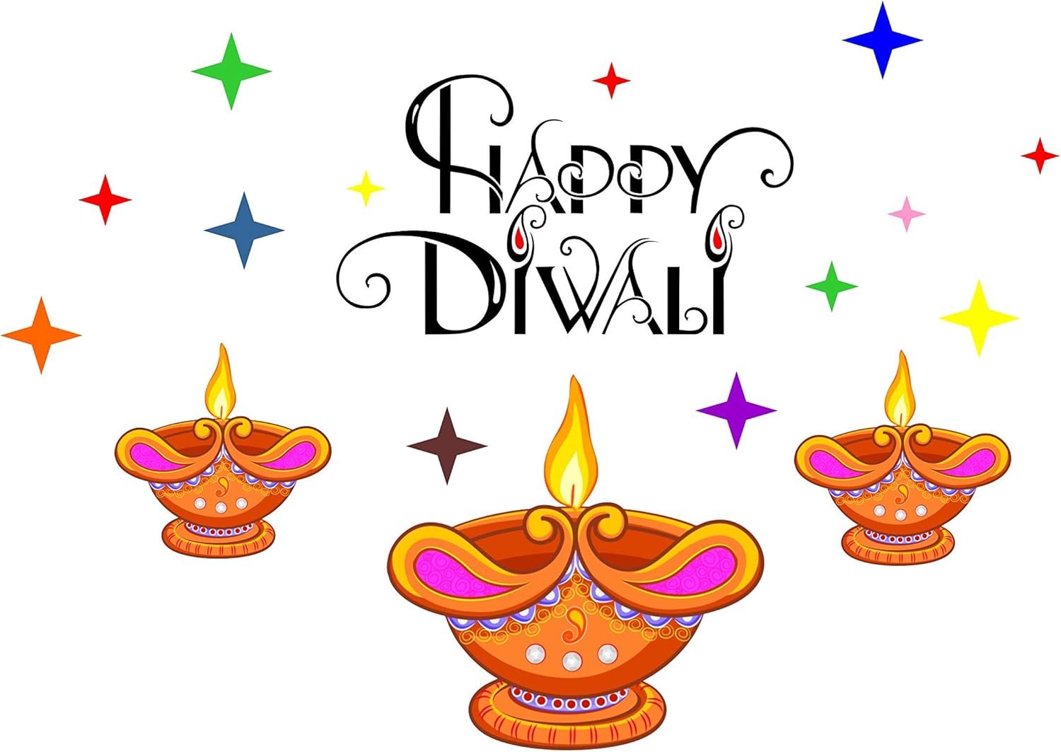 Buy Creatick Studio Happy Diwali Wall Sticker 73 cm X 103 cm | Wall ...