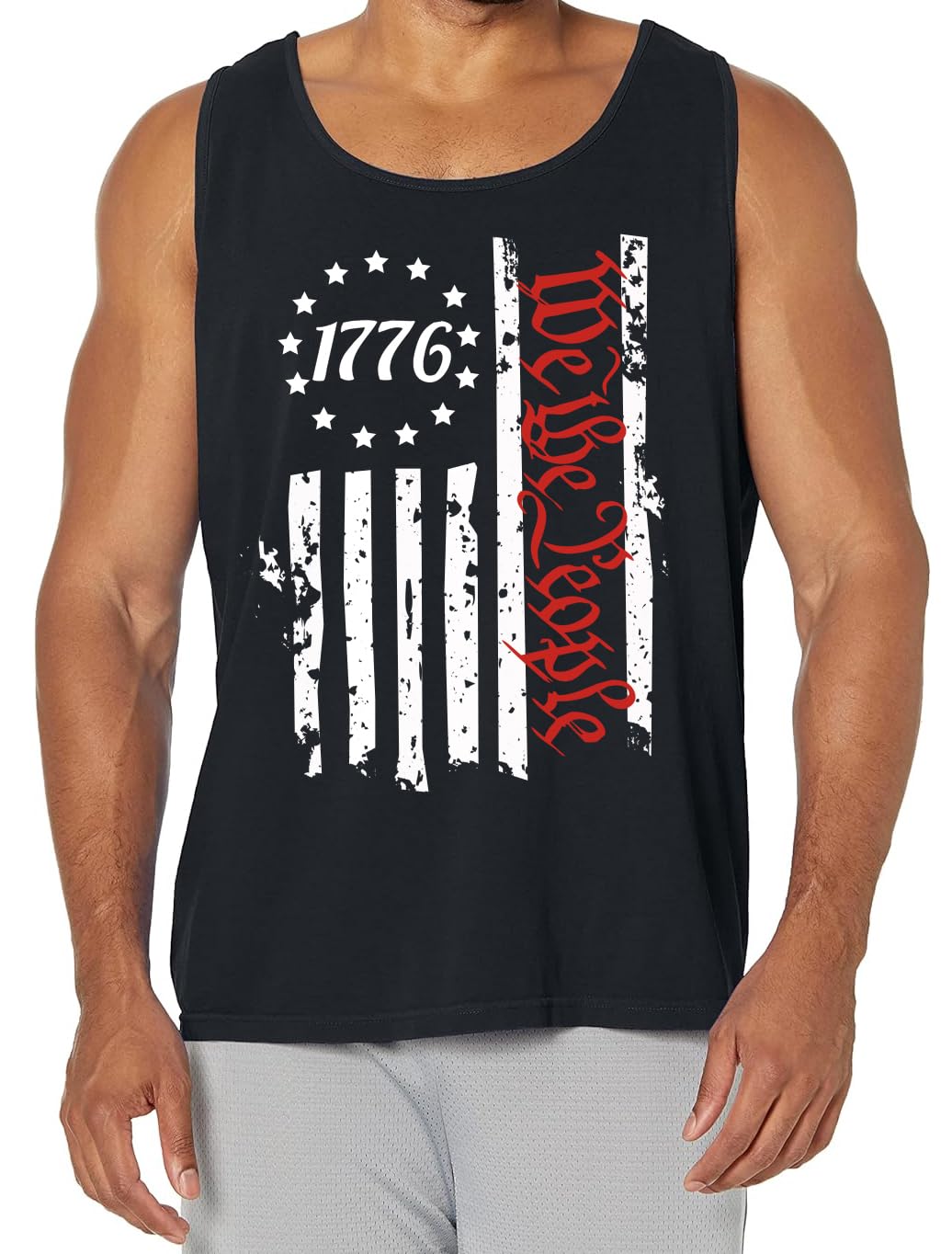 Mrocioa Mens 1776 Distressed Tank Top 4th of July Shirt USA Flag ...