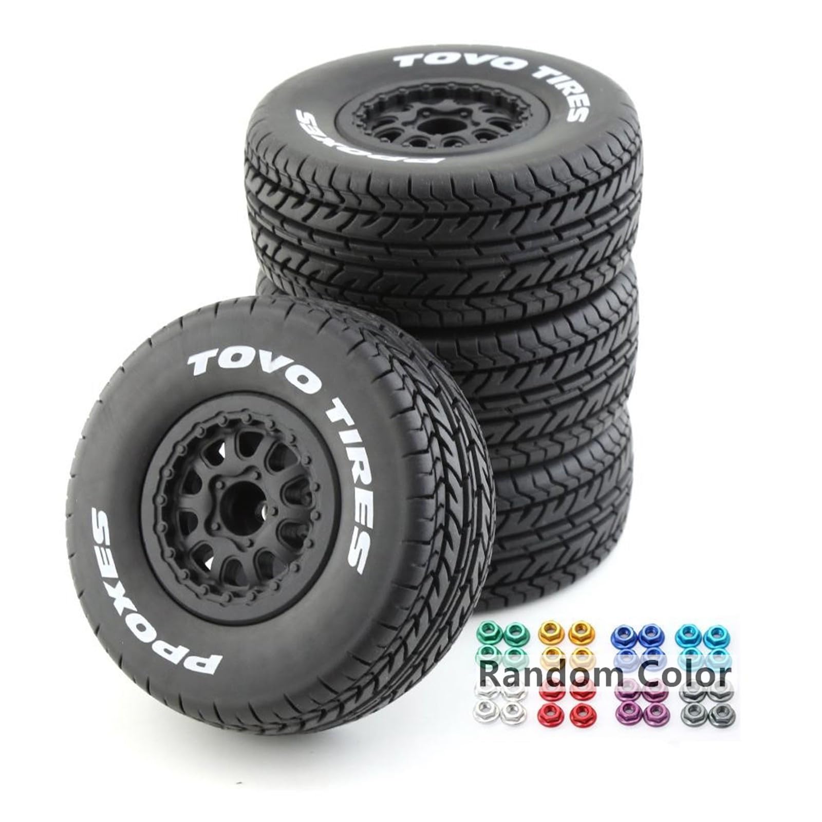 Chanmoo 1/10 RC Short Course Truck Wheels and Tires with 12mm Hex 1:10 ...