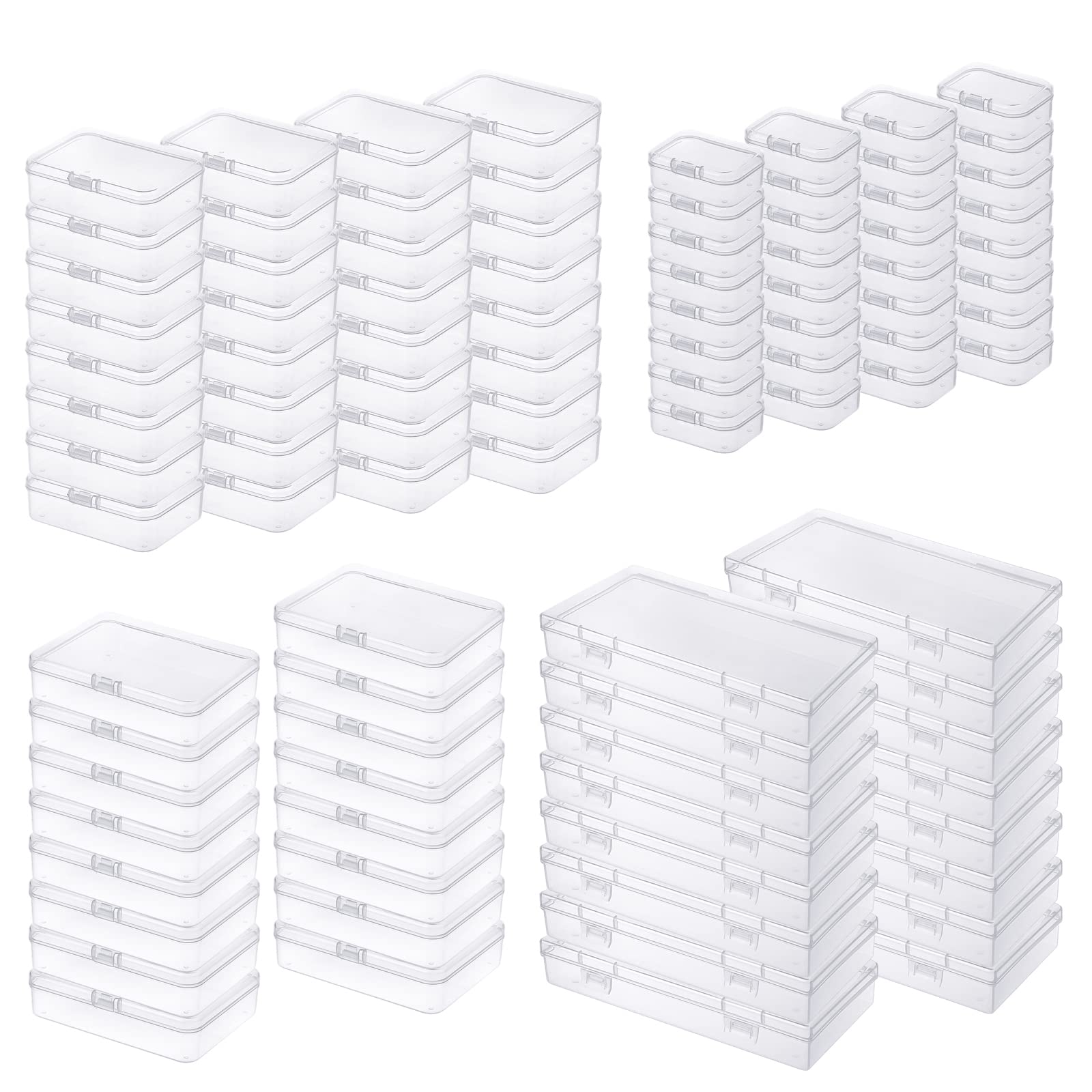 Thintinick 96 Pack Rectangular Clear Plastic Storage Containers Box ...